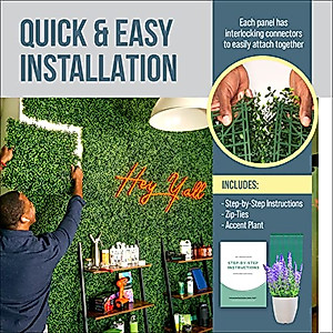 CREATIVE SPACE Grass Wall Panels Artificial Plants Wedding Backdrop 12 PCS 20 x 20 Inch Boxwood Panels Privacy Hedge Screen for Indoor Outdoor Garden Wall Decor Bedroom