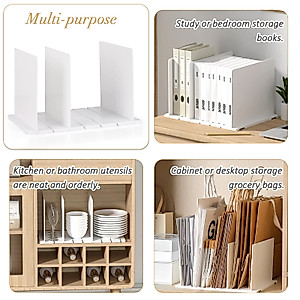 Creproly Grocery Bag Holder Plastic Bag Holder for Plastic Bags Shopping Trash Bag Holder Dispenser Adjustable Plastic Shelf Dividers for 30+ Tote, Lunch Bags for Closets, Bedrooms (2 Sections, White)