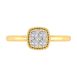 1/4 Carat Cushion Cut Diamond Ring in 10K Yellow Gold (Ring Size 8.25)