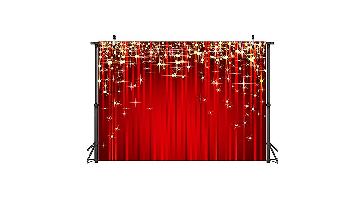 Sensfun Red Gold Starry Backdrop for Christmas & Parties