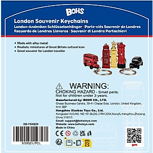 BOHS London Souvenir Gift - British Cultural Icons Landmark Die-cast Keychain Keyring - Small Metal Miniature Model (5 pcs)