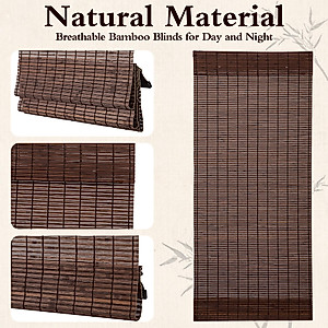 Cordless Bamboo Blinds Roman Shades Natural Weave Bamboo Roll Up Bamboo Blinds for Indoor Windows Home and Garden Easy Installation 30W*72L
