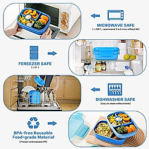 LEITAO 29 Packs Bento Box Kids Adult Lunch Box Container, 1900ML 3 Layer Stackable Lunch Box for Adults/Kids, Multiple Compartments Bento Box With Built-in Utensil Set, DIY Accessories, Bags (Black)