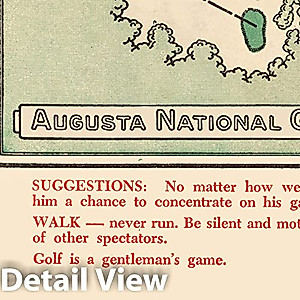 Historic Map - Augusta National Golf Club Course, 1954 - Unframed Vintage Wall Art 18in x 24in
