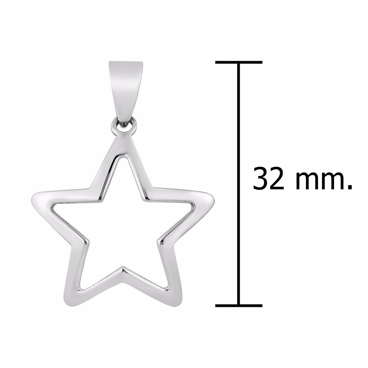 AeraVida 24mm Cute Cut Out Star .925 Sterling Silver Pendant | Adorable Sterling Silver Pendant Charm for Women | Trendy Plain Pendant for Women