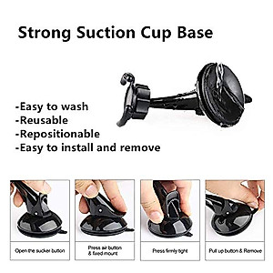 LEWOTE Universal Car Phone Mount[Dashboard/Windshield/Air Vent Cell Phone Holder 3in1][Strong Suction Cup][Gift 2Pcs Collapsible Grip]