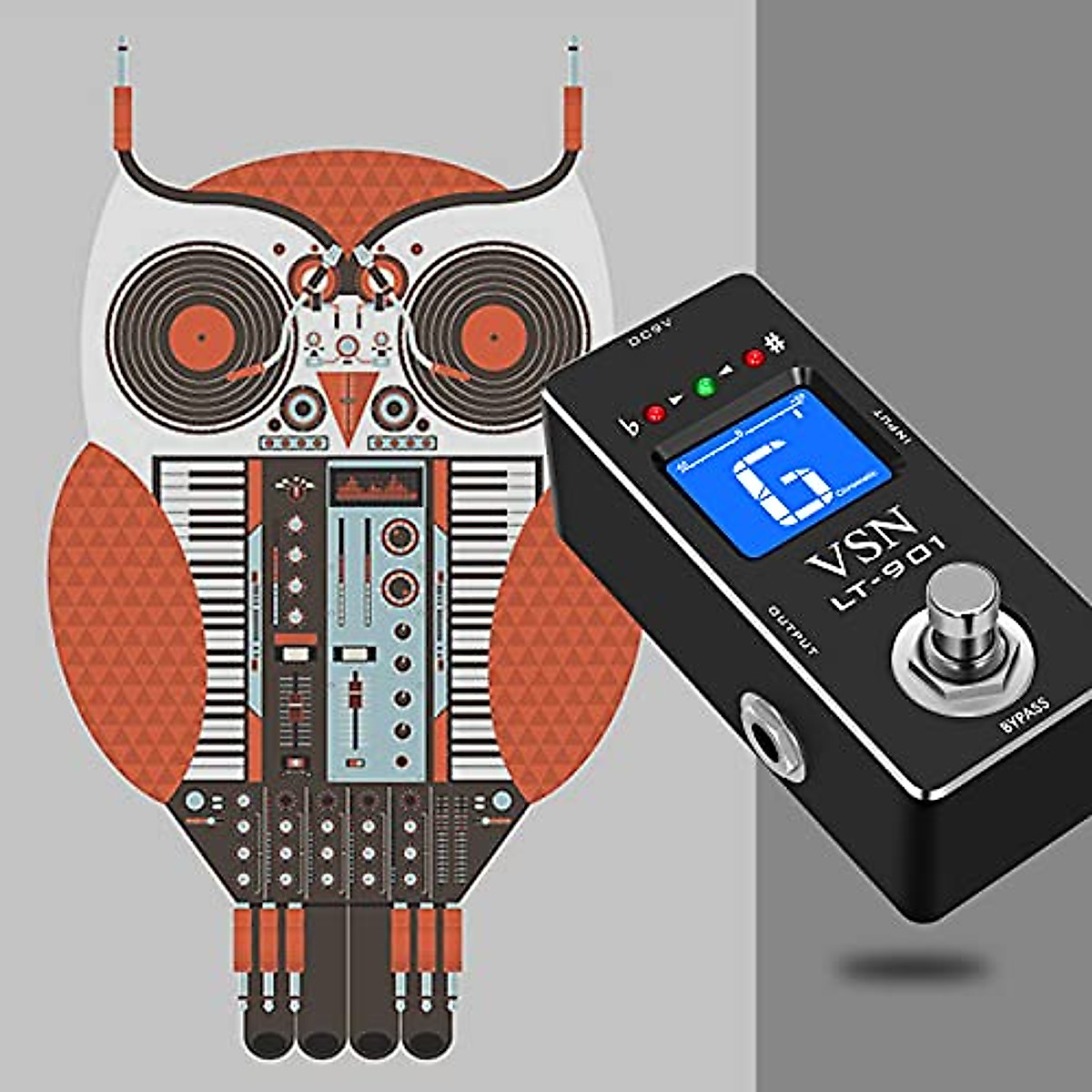 VSN Tuner Pedal,Chromatic Guitar Tuner Pedal Fast and Accuate Tuner for High Precision ± 1 Cent with Pitch Indicator for Electric Guitar and Bass True Bypass LT-901