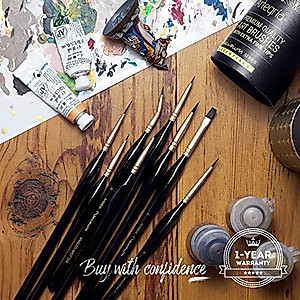 ARTEGRIA Detail Paint Brush Set - 8 Miniature Paint Brushes - Extra Fine Tips Ergonomic Handles Angled Spotter for Small Scale Models Warhammer 40k Paint by Numbers for Adults - Acrylic Watercolor Oil