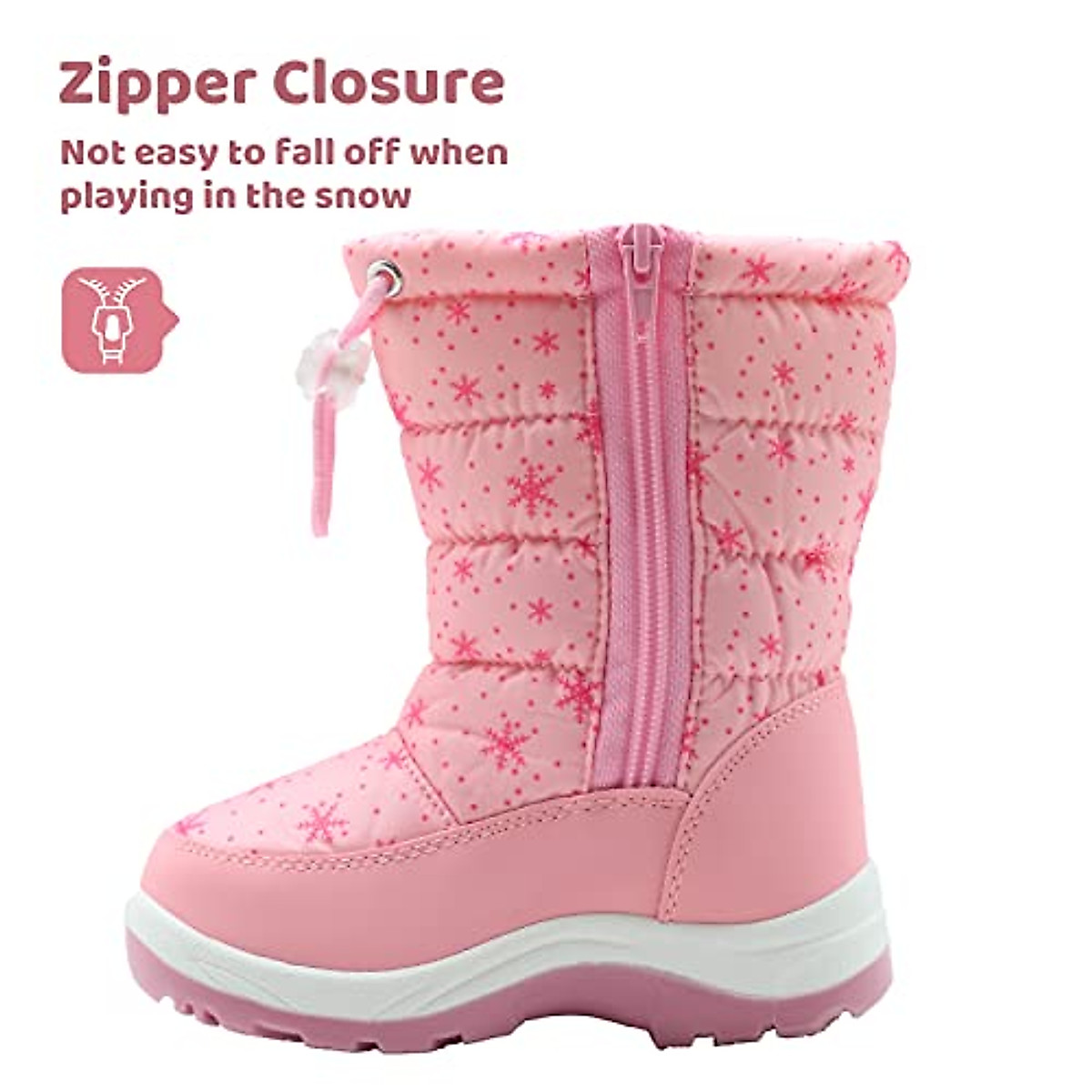 Apakowa Kid's Girls Cold Weather Snow Boots (Toddler/Little Kid) (8.5 M US Toddler, Pink2)