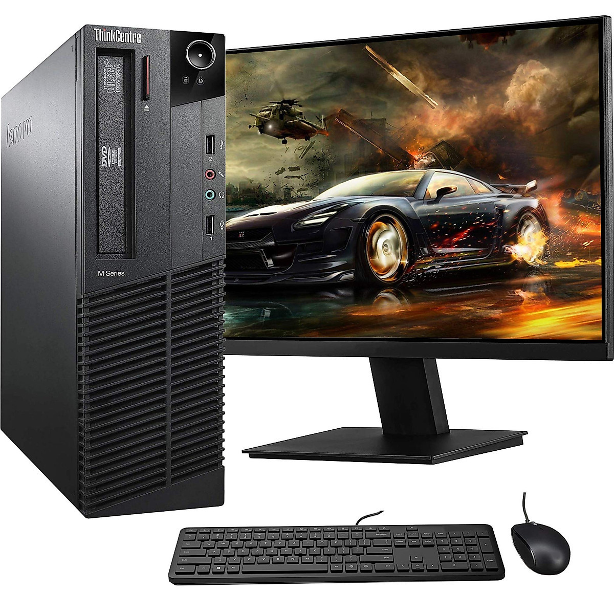 Lenovo Small Form Computer Desktop PC, Intel Core i5 3.10 GHz, 16GB Ram, 120GB SSD, 1TB Hard Drive,Wifi | Bluetooth, HDMI, New 27" LED Monitor, NVIDIA GeForce GT 1030 2GB DDR5, Win 10 (Renewed)