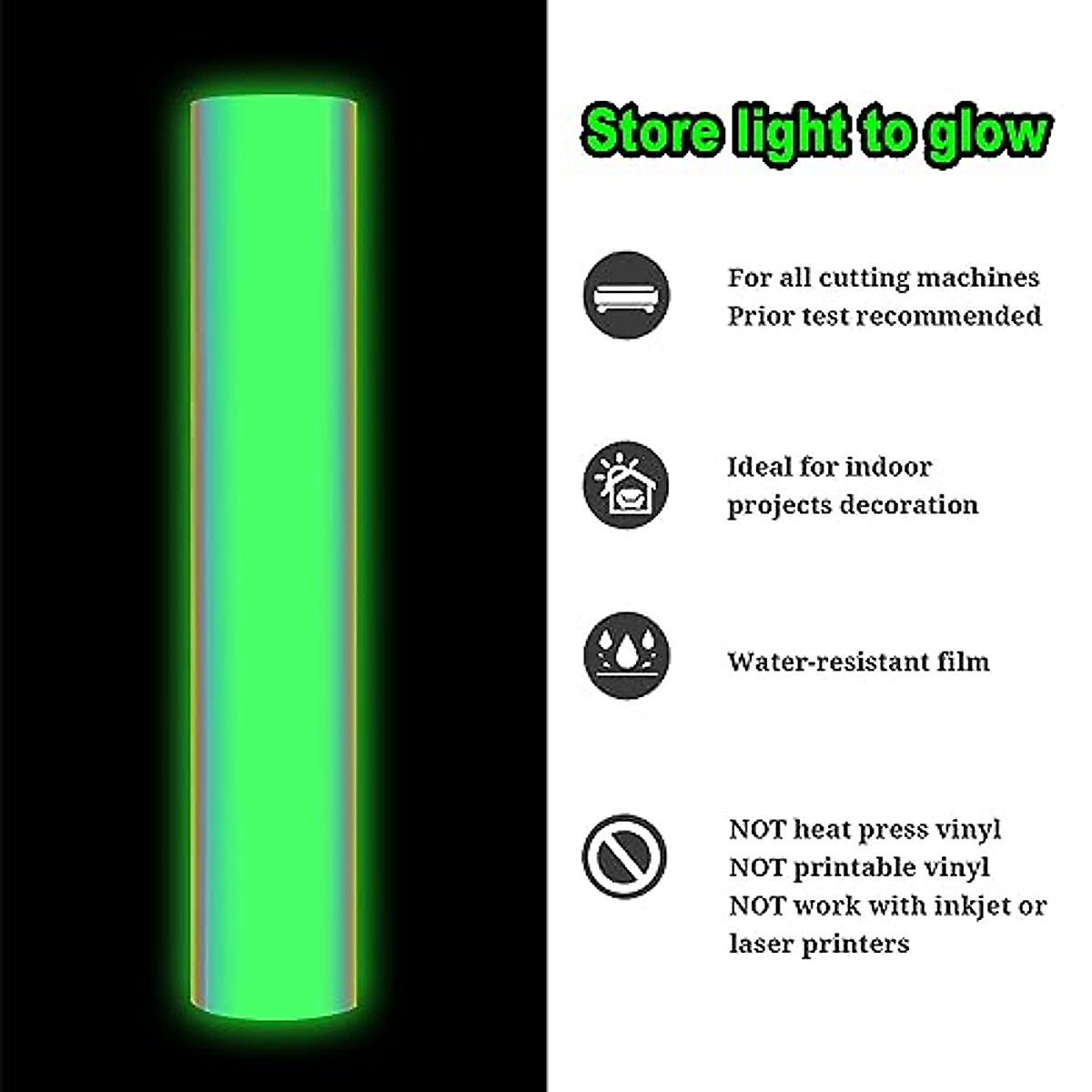 TECKWRAP Glow in The Dark Chrome Adhesive Vinyl, Opal White to Green, 1ft x 5ft for Craft Cutter Sign Plotter Decals Scrapbook Lettering DIY Decorations