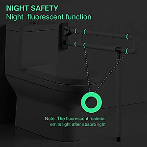 Handicap Grab Bars for Bathroom, Foldable Stainless Toilet Grab Bar with Textured Grip, 29.5(L) x27.5(H) inches Flip Up Toilet Safety Rails with Leg for Elderly