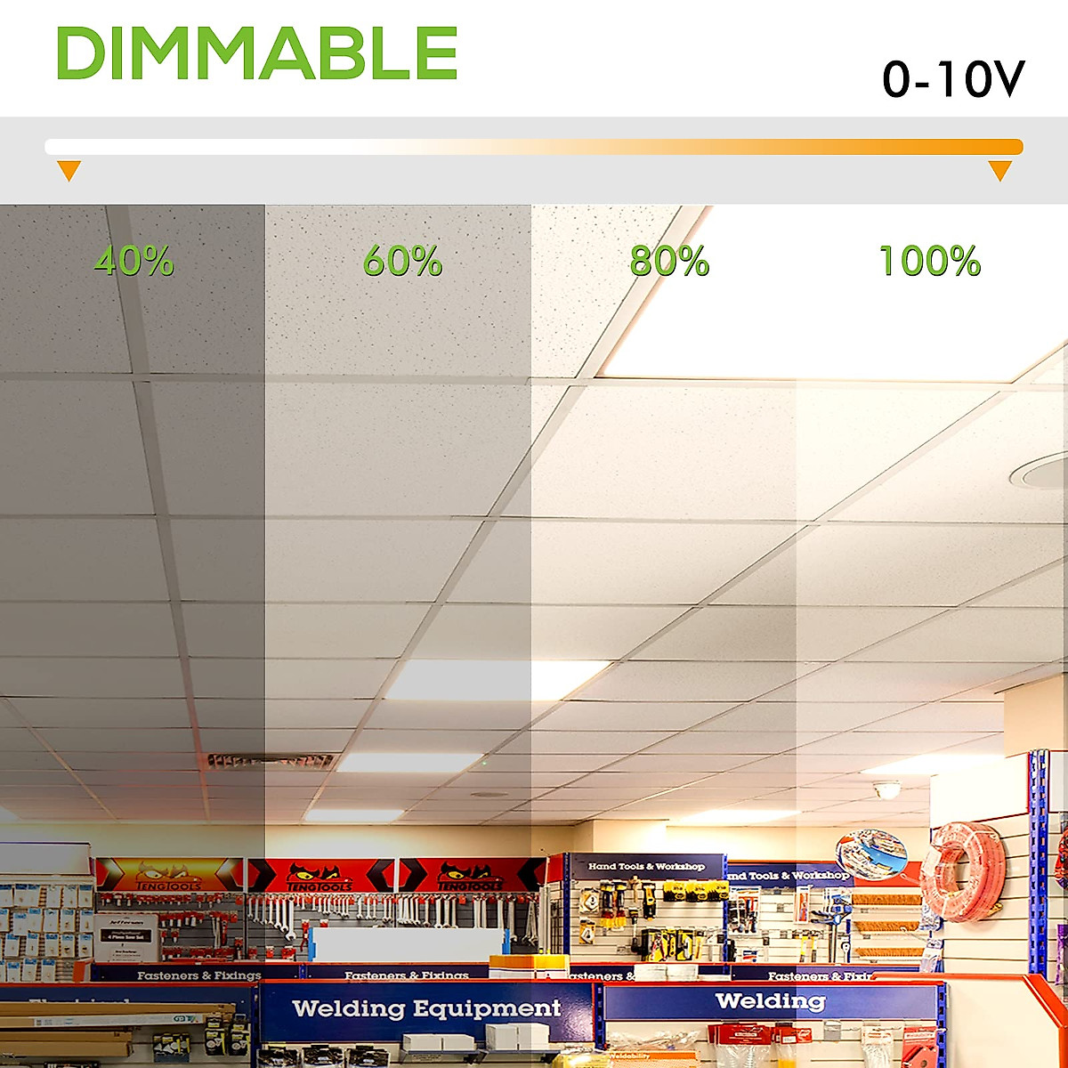 WEIZE (12 Pack 2x4 FT LED Flat Panel Troffer Light, 40/50/60W, CCT Selectable 4000K/5000K/6500K Drop Ceiling Office Lights, 115LM/W, 0-10V Dimmable Ultra Slim Recessed Back-lit Fixture, DLC (PN24-12)