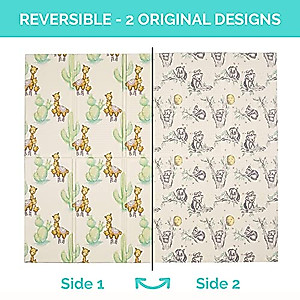 JumpOff Jo - Large Waterproof Foam Padded Play Mat for Infants, Babies, Toddlers, Play & Tummy Time, Foldable Activity Mat, 70 in. x 59 in. - Llama & Koala, Pack of 1