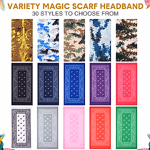 Tarpop 30 Pcs Neck Gaiters Scarf Elastic Wrap Headband Sweat Absorbing Bandana for Women Men Sports Yoga Running(Vibrant Style)