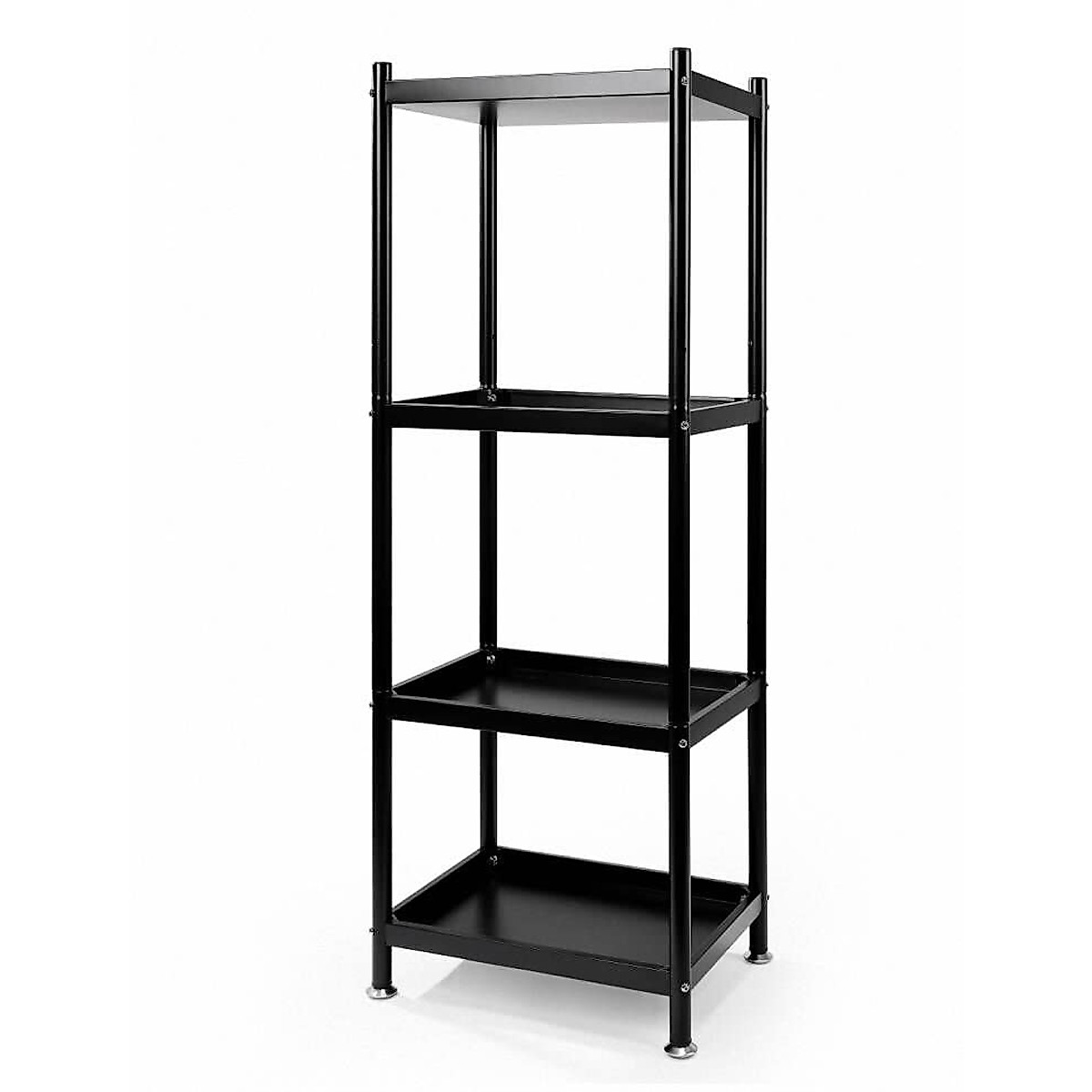 MAGCOLOR Metal Shelving Unit 4 Tier Baked Zinc Stainless Steel Storage Shelves Rack for Kitchen,Laundry Room, Garage or Office Shelving Heavy Duty, 43” H x17.3” W x 16.7” D Black (Unassembled)