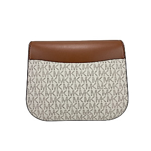 Michael Kors Emilia Small Saddle Flap Bag Crossbody Vanilla Signature