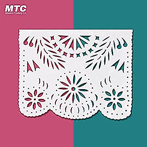 OLÉ RICO - White Papel Picado Mexican Plastic Banner (5 Pack) - 5 x 10 Large Panels / 16 Feet Long - Great Decor for Wedding Streamers, Baptism Decorations, Showers and More by Ole Rico