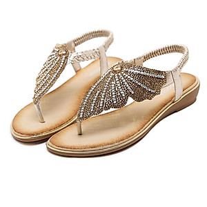 Aniywn Ladies Sandals Bohemia Flip Flops Sandals Summer Casual Comfortable Crystal t-Strap Thong Sandals