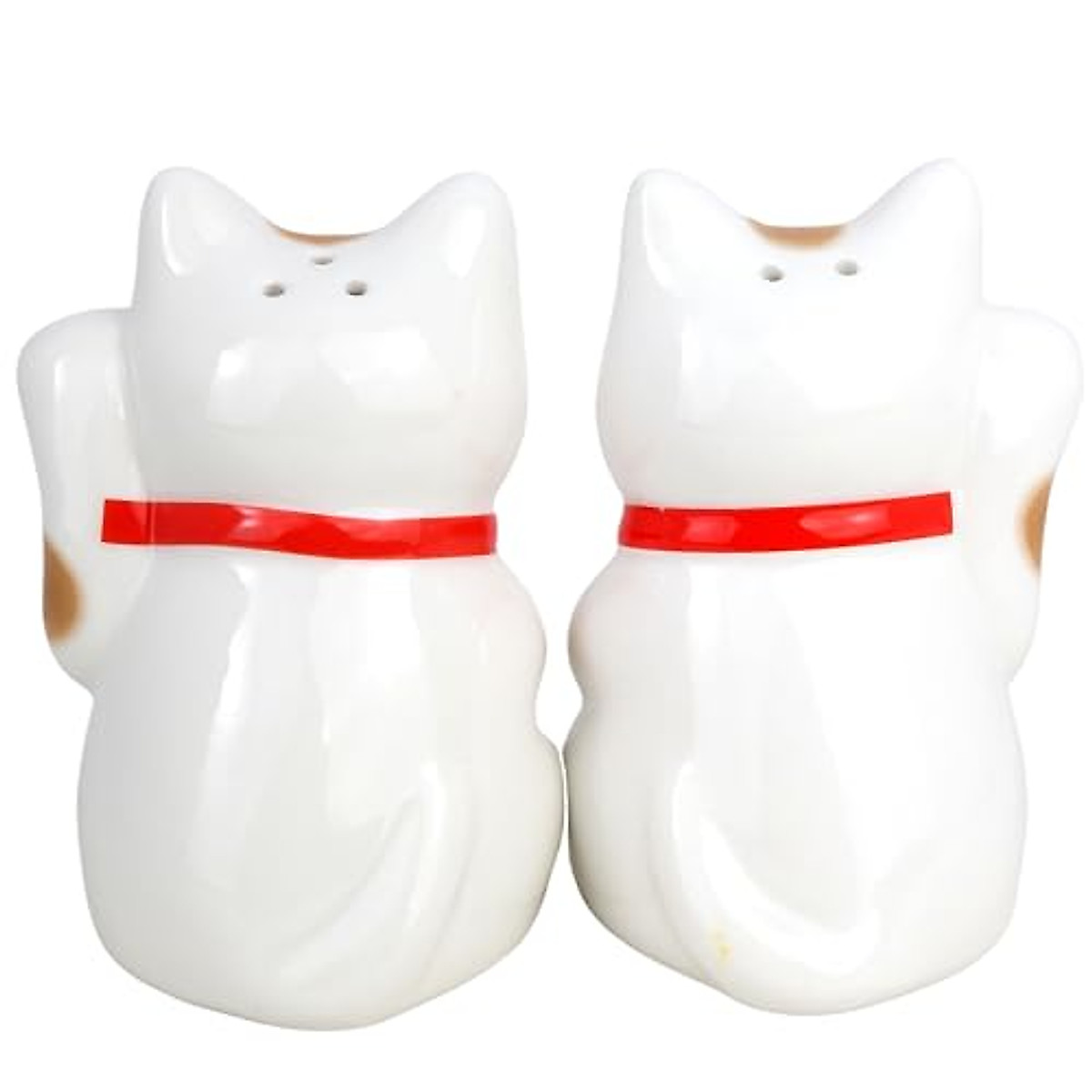 Maneki Neko Lucky Cat, Magnetic Salt and Pepper Shakers, Housewarming Gift and Home Decor, 2.25 by 3.75 Inches
