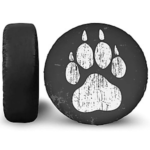 Delerain Dog Paw Print Spare Tire Covers Waterproof Dust-Proof Spare Wheel Cover Universal Fit for, Trailer, RV, SUV, Truck and Many Vehicle (17 Inch for Diameter 31"-33")