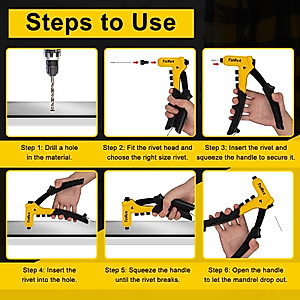 TOLRET Rivet Gun, Pop Rivet Gun Kit with 320 Pcs Rivets, Manual Rivet Tool with 4 Manual Interchangeable Nosepieces, Heavy Duty Hand Riveter for Metal, Wood, Plastic,TR-205