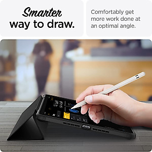 Spigen Ultra Hybrid Pro Designed for iPad 10.2 Case, iPad 9th Generation Case (2021) / iPad 8th Generation Case (2020) / iPad 7th Generation Case (2019) with Transparent Back and Pencil Holder - Black