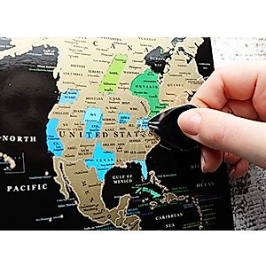 Scratch off map World Scratch card Greeting Cards Detailed 6 Continents wall map Scratch Card Black Gold Push Pin map for Travelers personalized by Mymap