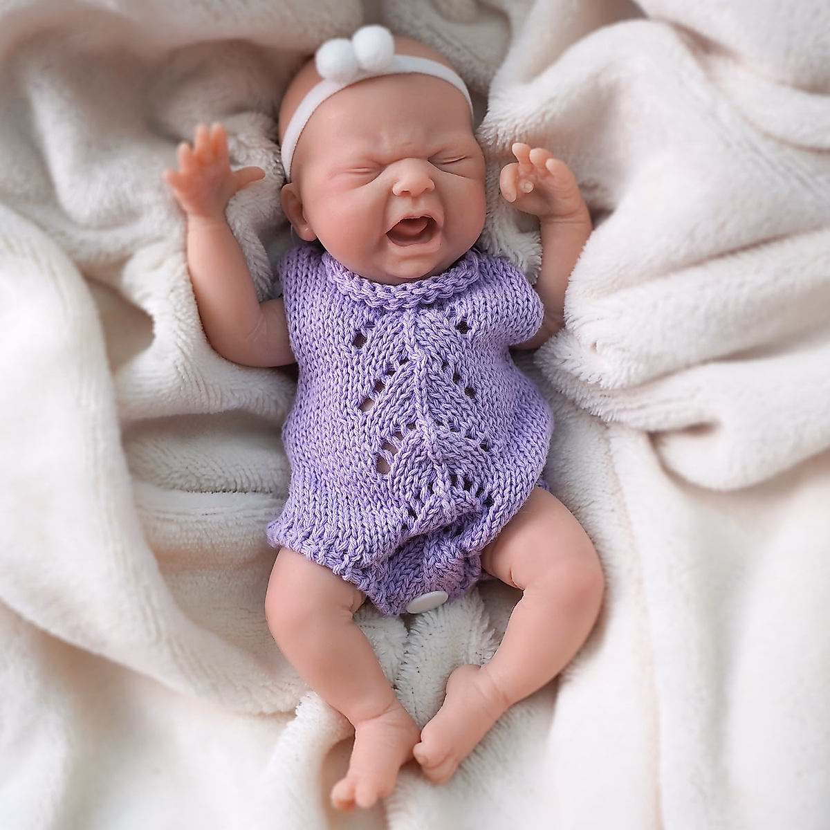 Miaio Reborn Baby Doll Boy 7 Inch Silicone Doll Mini Realistic Newborn Baby Dolls Silicone Full Body Stress Relief for Adults Hand Made with Feeding & Bathing Accessories