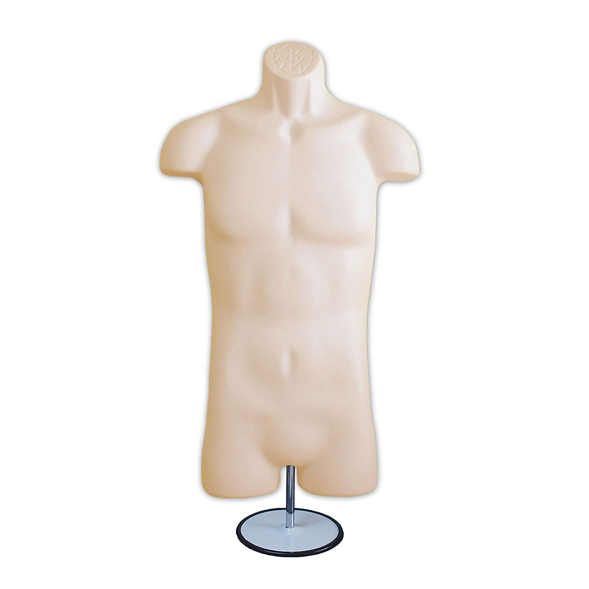 DisplayTown Flesh Male + Flesh Female Dress Form Mannequin Hip Long Hollow Back Body Torso Set w/Metal Stand with Metal Pole & Hanging Hook, S-M Sizes
