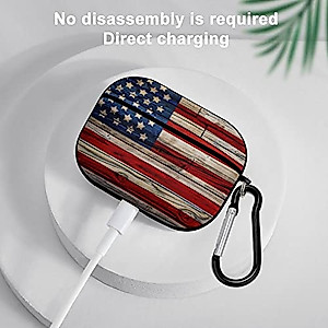 US Flag Patriotic Country Style Compatible with AirPods Pro Case Cover with Keychain Airpod Cases Portable Shockproof Protective Case for Women Men Hard Headphone Case for Apple Airpods Pro