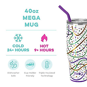 Swig Life 40oz Mega Mug, 40 oz Tumbler with Handle and Straw, Cup Holder Friendly, Dishwasher Safe, Extra Large Insulated Tumbler, Stainless Steel (Hey Mister!)