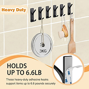 FANTEXY 3 Packs Adhesive Hooks, Towel Hooks Wall Hooks Self Sticking, Black Adhesive Coat Hooks Heavy Duty Stainless Steel, Bathroom Bedroom Kitchen Wall Towel Hooks for Hanging Robe Clothes Purse Hat