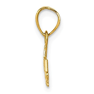 Solid 14k Yellow Gold Best Grandma Pendant Charm - 14mm x 15mm