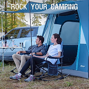 PORTAL Outdoor Rocking Chair Camping Folding Portable Rocker with Cup Holder Side Pocket Carry Bag, Support 300LBS (Midnight Blue)