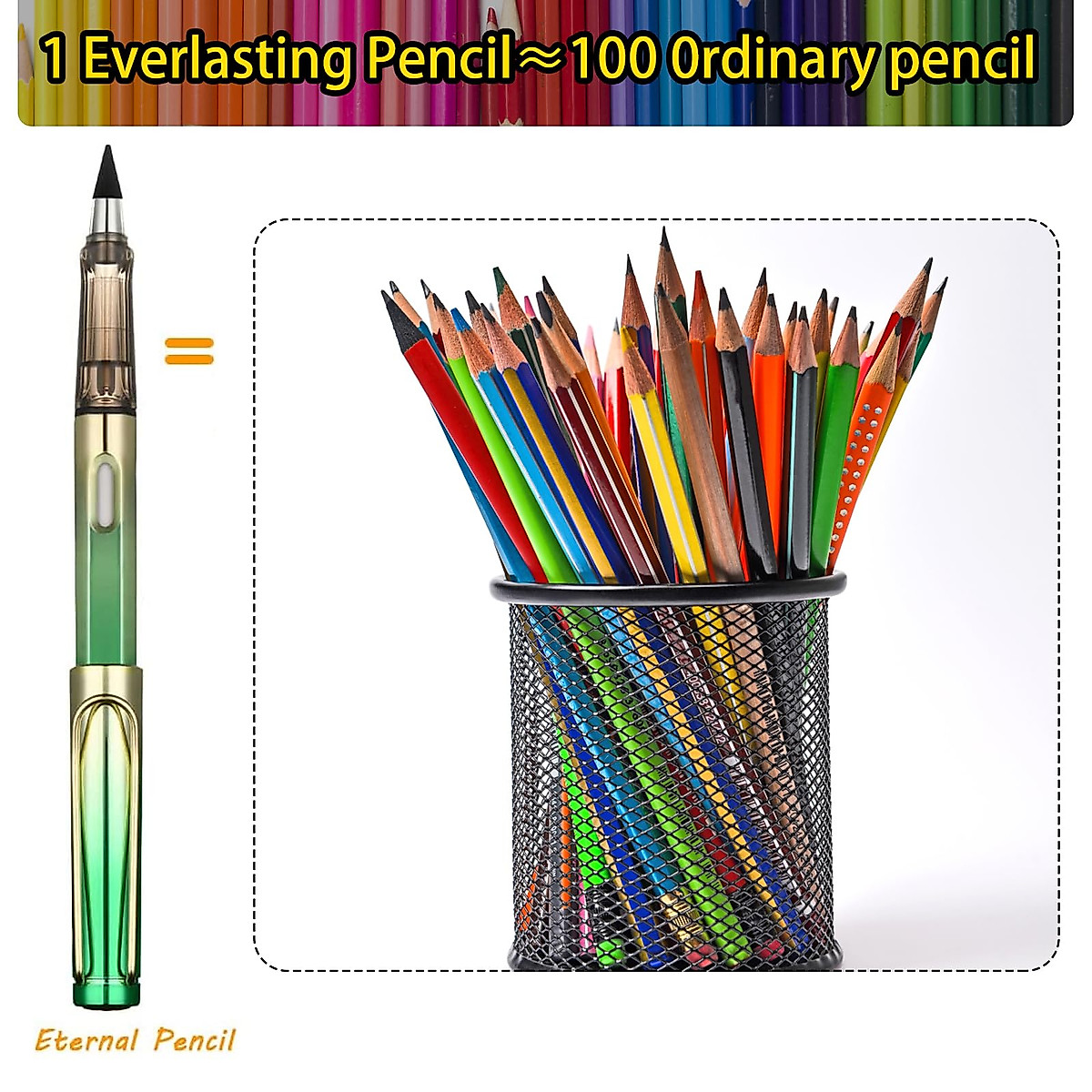 Mechanical Pencils Inkless Pencils Eternal Set - 6 Everlasting Pencil,6 Replaceable Nibs,3 Erasers,1 Pencil Case,Pencil Never Sharpen,Infinity Pencils,Forever Pencil for Kids Student Writing Drawing