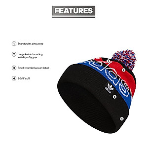 adidas Originals Unisex Originals Pom 3.0 Beanie, Black/Scarlet Red/Collegiate Royal Blue, One Size