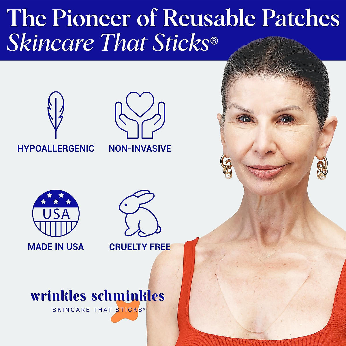 Wrinkles Schminkles Chest Wrinkle Patch - Reusable Silicone Smoothing Pads for Cleavage & Body, Reduce Wrinkles & Stretch Marks, Sensitive Formulated, Secret to Radiant Skin (1 Pack)