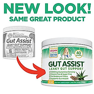 Doctor Danielle Gut Assist - Leaky Gut Repair Supplement Powder - Glutamine, Arabinogalactan, Licorice Root - Supports IBS, Heartburn, Bloating, Gas, Constipation, SIBO from