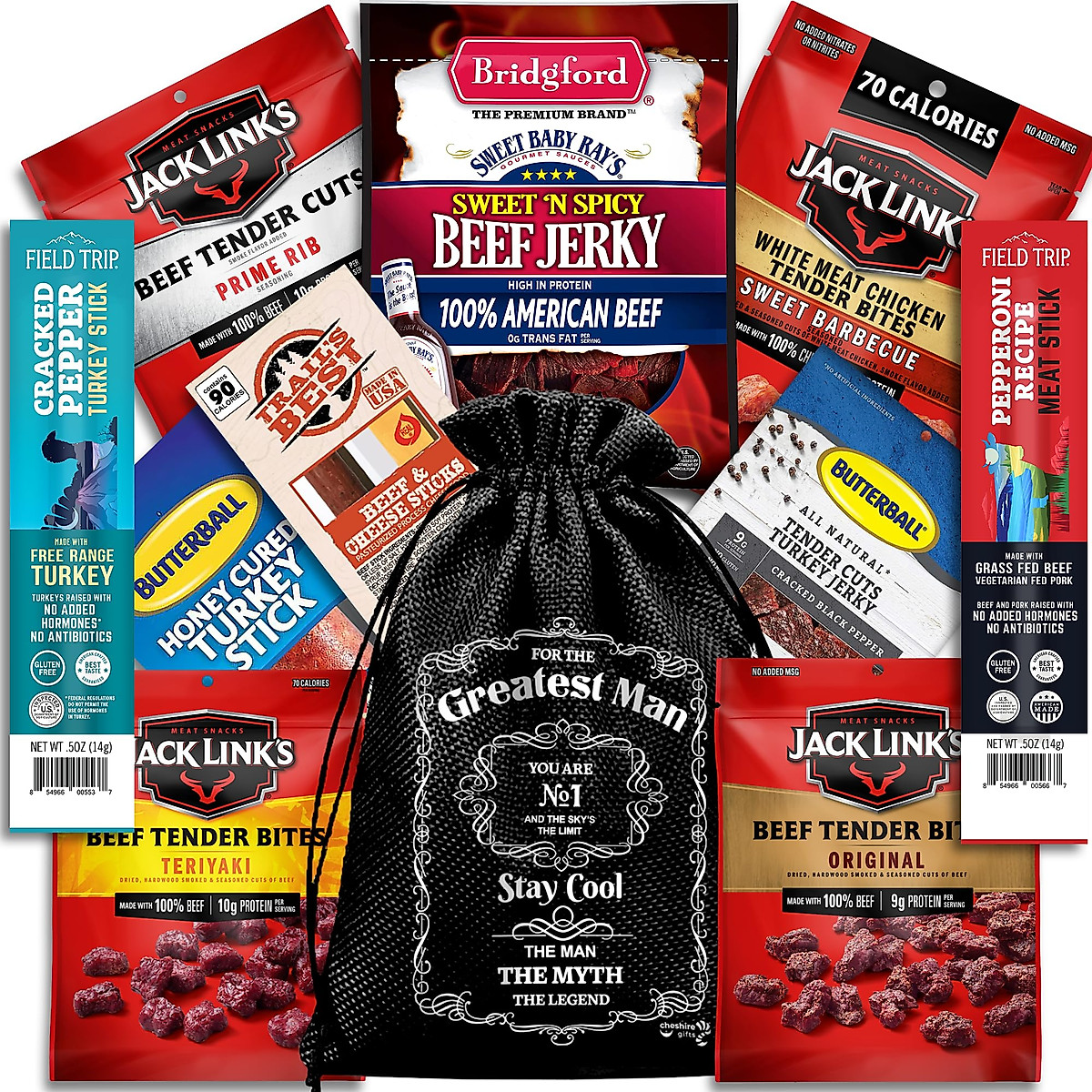 Beef Jerky Gift Baskets For Men - Dad Gifts, Birthday Gifts For Men Who Have Everything With Beef Jerky Variety Pack - Mens Gifts, Dad Birthday Gift, Care Package For Men, Husband Birthday Gift By