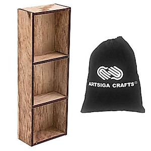 Tim Holtz Idea-Ology Structures Vignette Wooden Divided Drawer 3.5 x 10 inches with 3 Compartments, 1-Pack with 1 Drawer and 2 Movable Dividers per Pack, Bundled with Artsiga Crafts Storage Bag