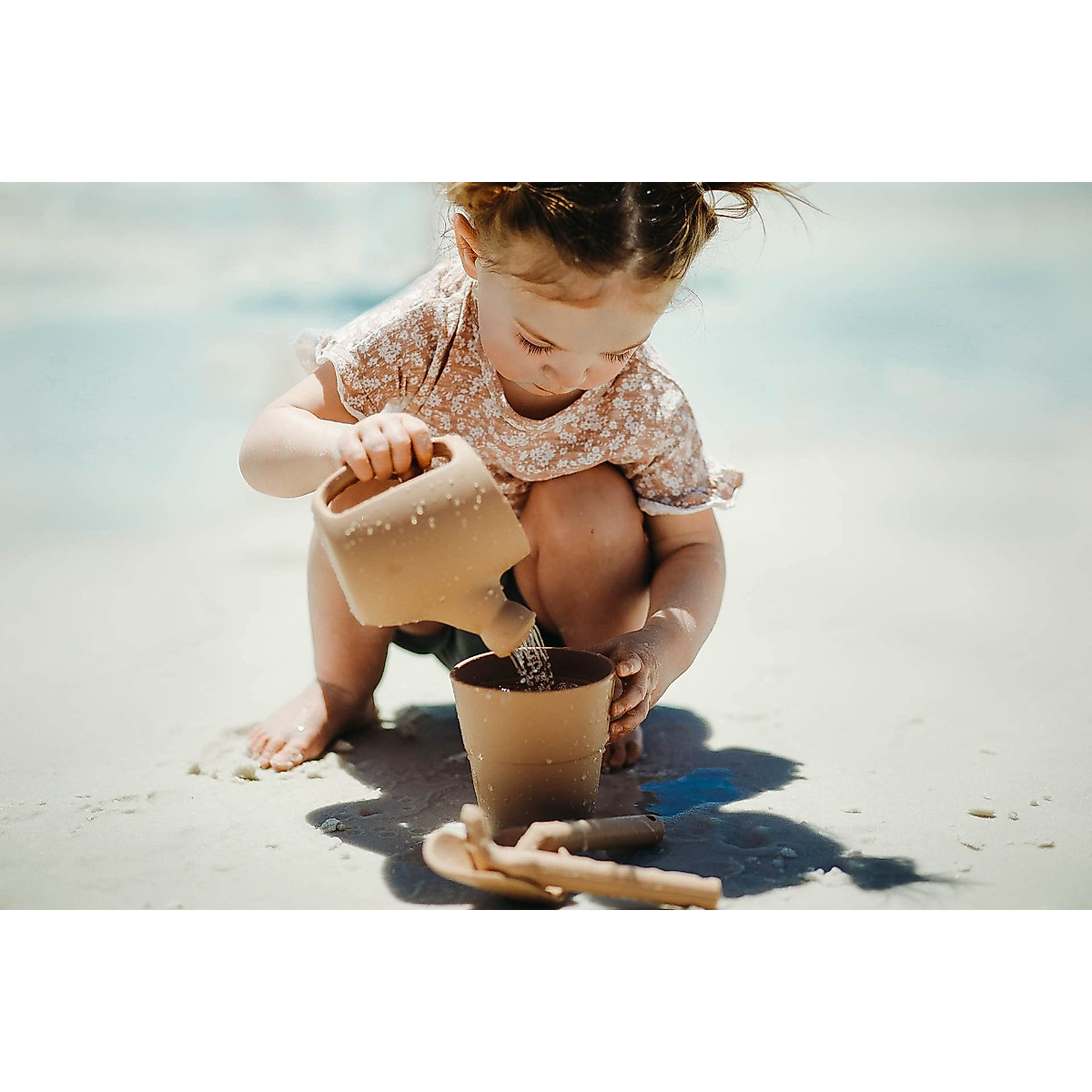 BraveJusticeKidsCo. | Toddler Silicone Gardening Set | Watering Can & Pot | Rake & Shovel (Blush)