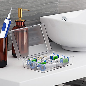 Toothbrush Heads Case, Brush Head Dustproof Cover Cap Protector Case Compatible with Oral-B Braun and Philips Replacement Brush Heads, Protects Toothbrush Head and Convenient Travel - Clear