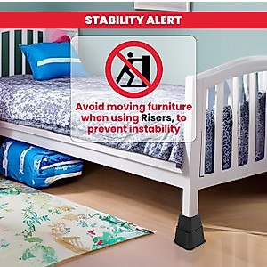 Utopia Bedding Adjustable Bed Furniture Risers - Elevation in Heights 3, 5 or 8 Inch Heavy Duty Risers for Sofa and Table - Supports up to 1,300 lbs - (Set of 4 Riser, Black)