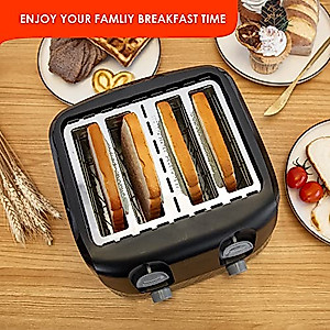 DECAKILA Toaster 4 Slice, Wide Slot Toaster with 6 Toast Settings, Removable Crumb Trays, 1400W, Black, KUTS003W
