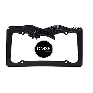 DMSE American Eagle Eagles Bird Universal Metal License Plate Frame Cool Decorative Design for Any Vehicle (Black)