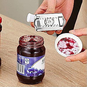 Jar Opener, Caliamary Jar Lid Opener for Seniors with arthritis, Adjustable Stainless Steel Lids Off Easy Jar Opener for 0.98-3.93inch Bottle Can (White)