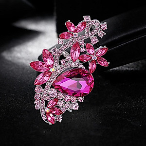 Ezing 4Pcs Pink Brooch Lot with Rhinestone Crystal Wedding Fashion Jewelry (Pink)