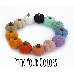 Felt Pumpkins- PICK YOUR COLORS- Approx. 1.5"- 100% Wool Felt- Fall Bowl Filler, Autumn Tiered Tray, Halloween Mantle Shelf Sitter, Thanksgiving Tablescape Centerpiece, DIY Handmade Craft