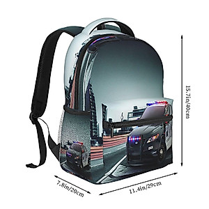 Backpack City Police Car Travel Laptop Backpacks College Ruckasck Daypack School Bag for Boys Girls Teenager Men Women